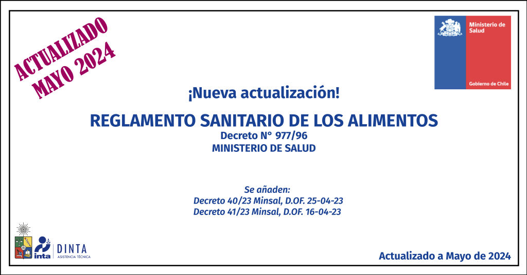 Reglamento Sanitario de los Alimentos - Actualización Mayo 2024 | Asistencia Técnica INTA